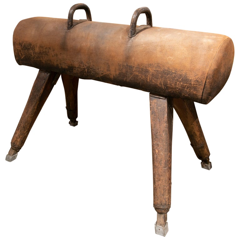 1950s Decorative Sports Plinth in Leather and Wood at 1stDibs