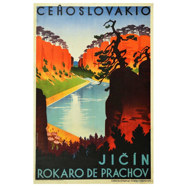 Original Vintage Railway Poster Czechoslovakia Jicin Prachov Rocks ...