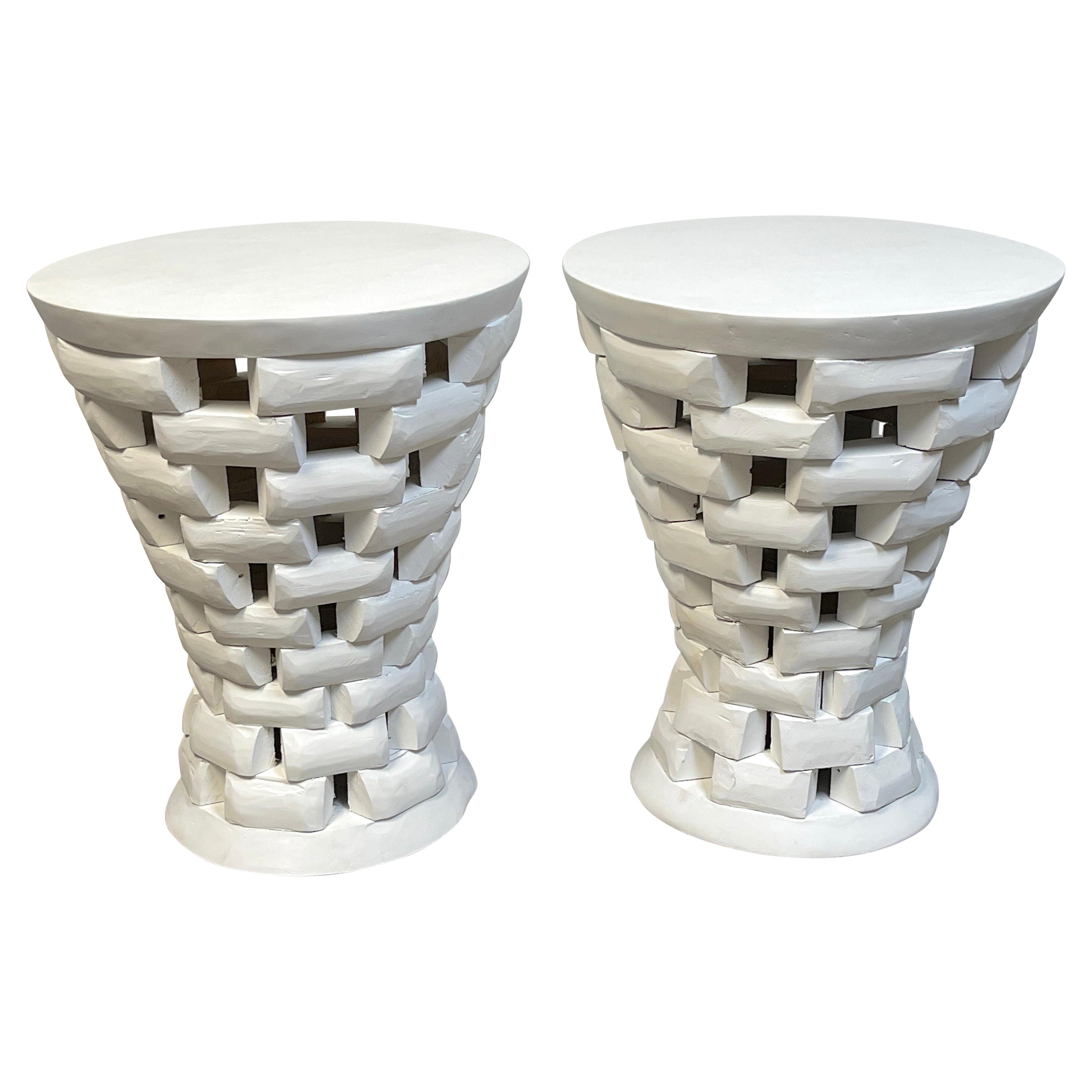 Pair Figural Carved and Ebonized African Interlocking Side Tables at ...