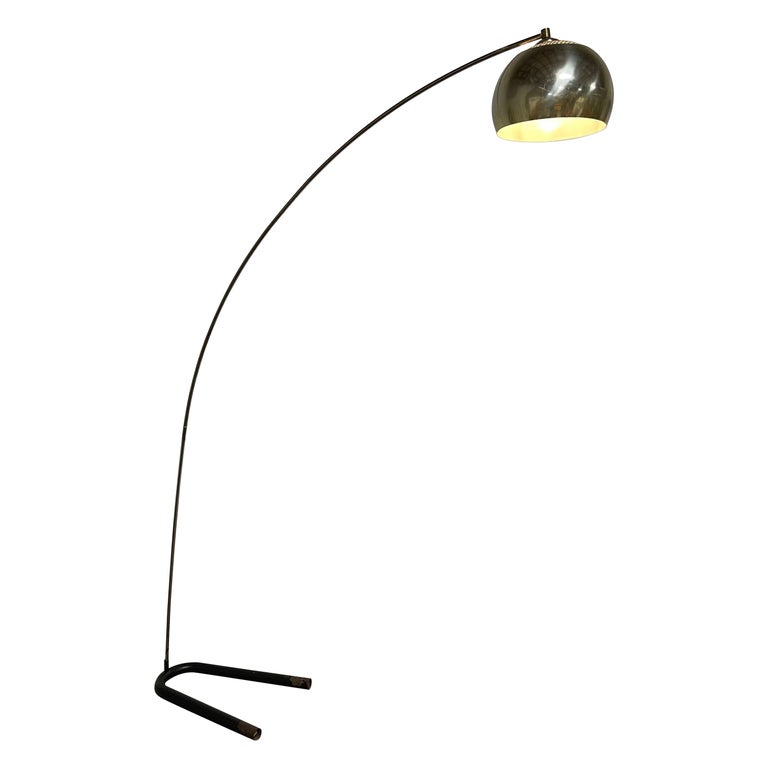 Mid-Century Silver Plated Italian Arc Floor Lamp at 1stDibs