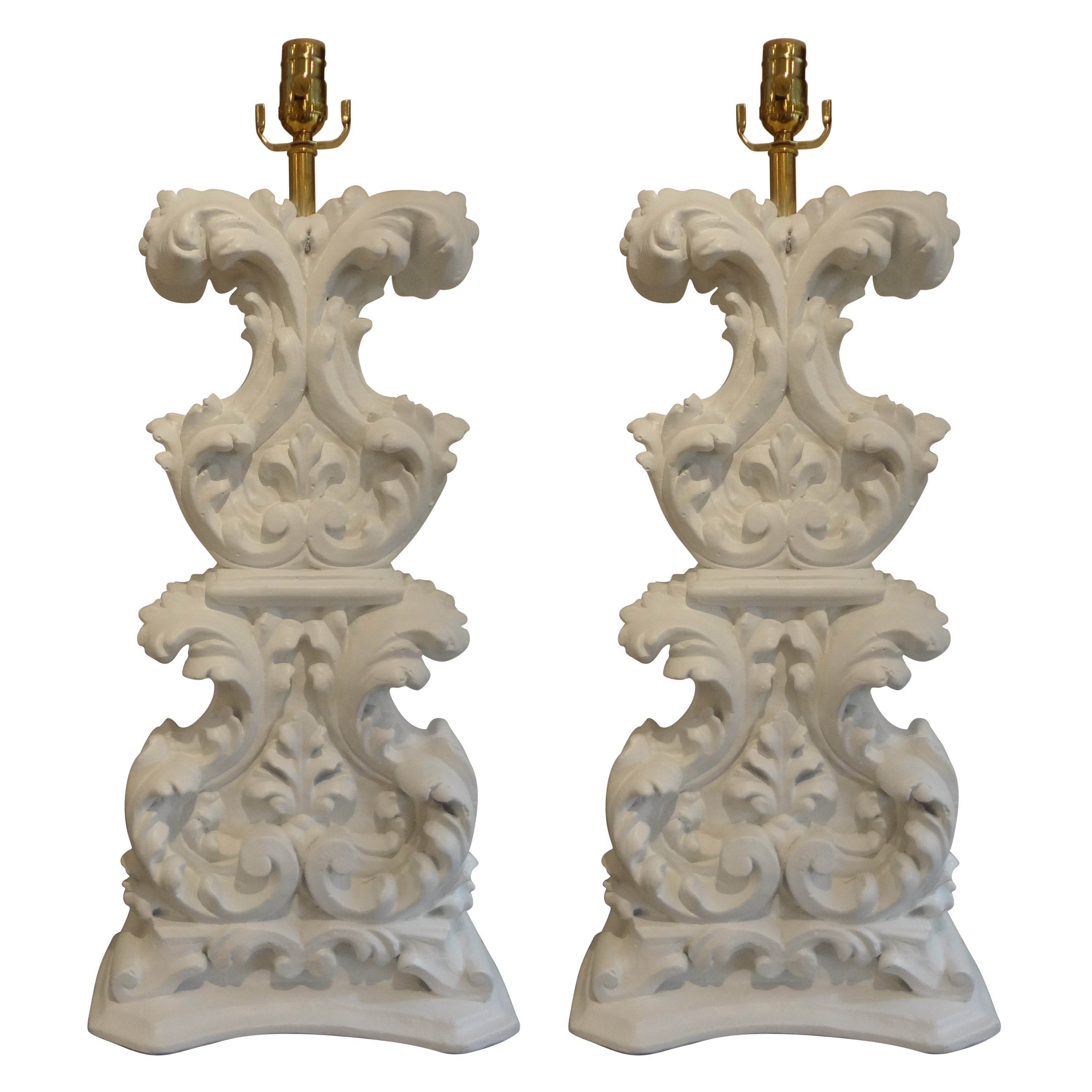 Plaster Pair of Lamps, France, Contemporary at 1stDibs