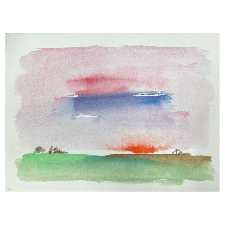 Colourful Abstract Sunset Sky, French Expressionist Original Painting ...