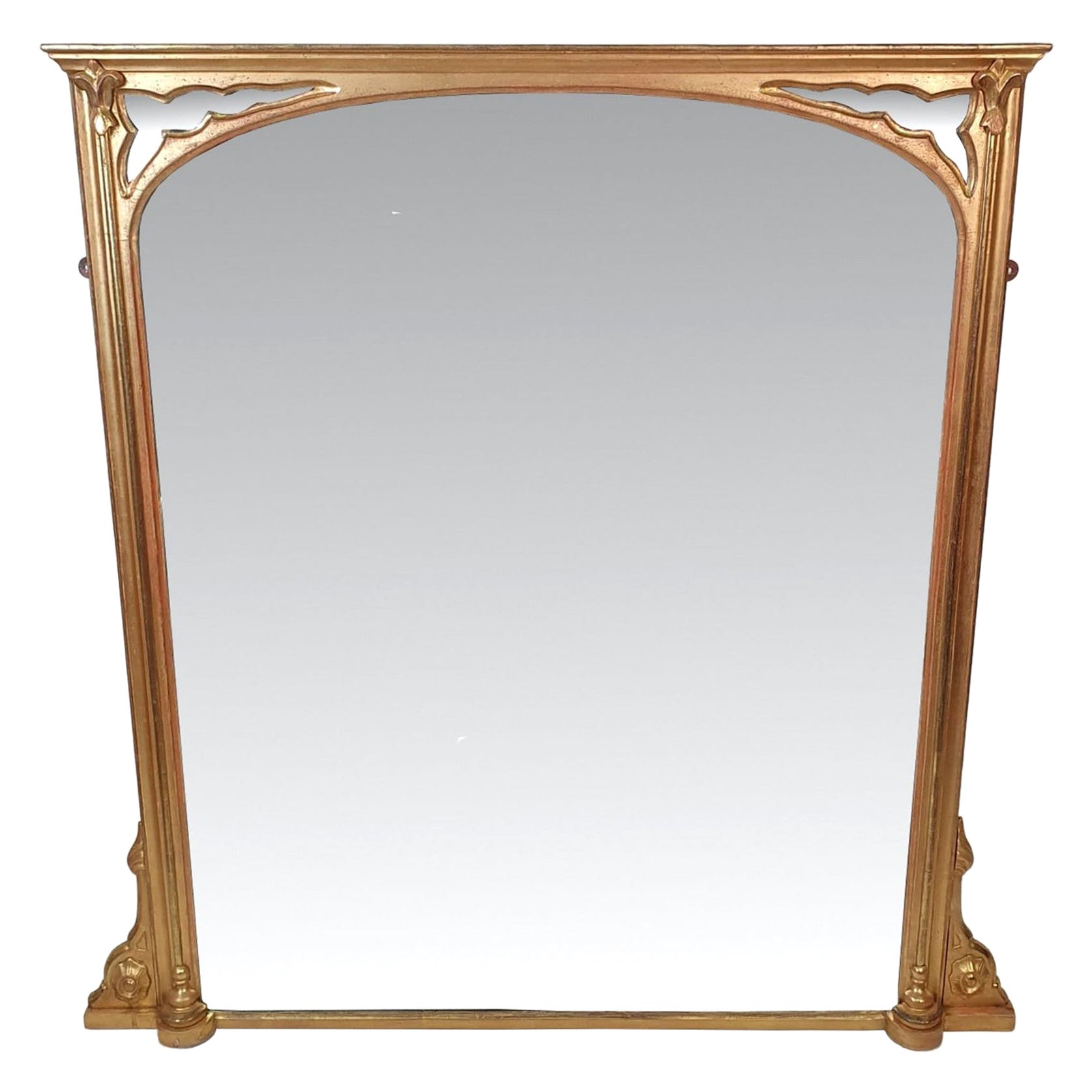 Antique 19th Century White / Gilt Overmantel Wall Mirror Very Large ...