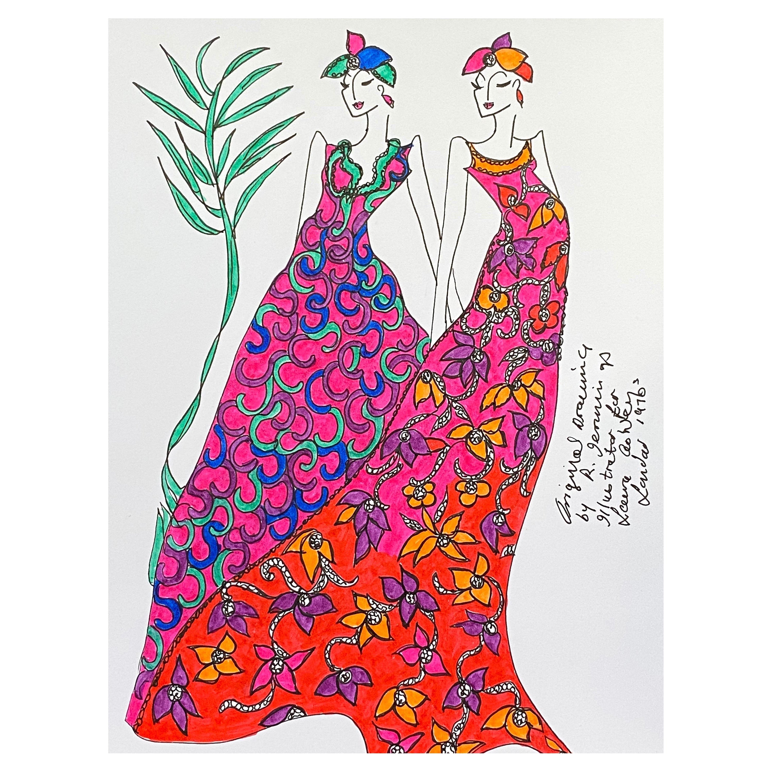 Original Fashion Design Illustration Watercolor Painting Laura Ashley ...