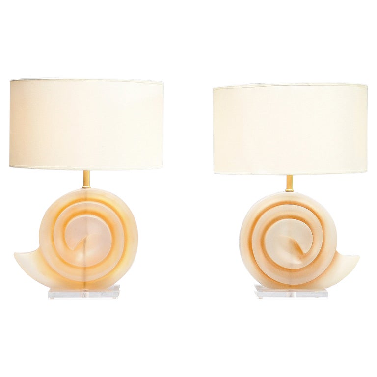 Pair of Resin Snail Shell Lamps, France 1970's at 1stDibs