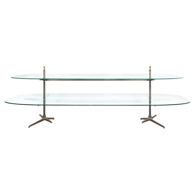 Reclaimed Tiered Glass Shop Display Stand For Sale at 1stDibs