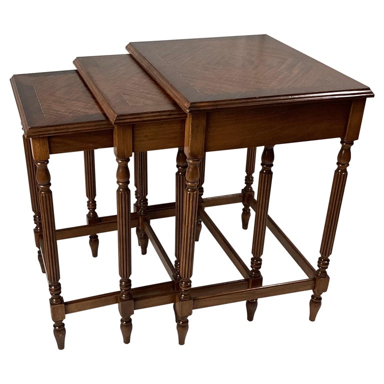 Set of Three Inlaid Nesting End Side Tables For Sale at 1stDibs