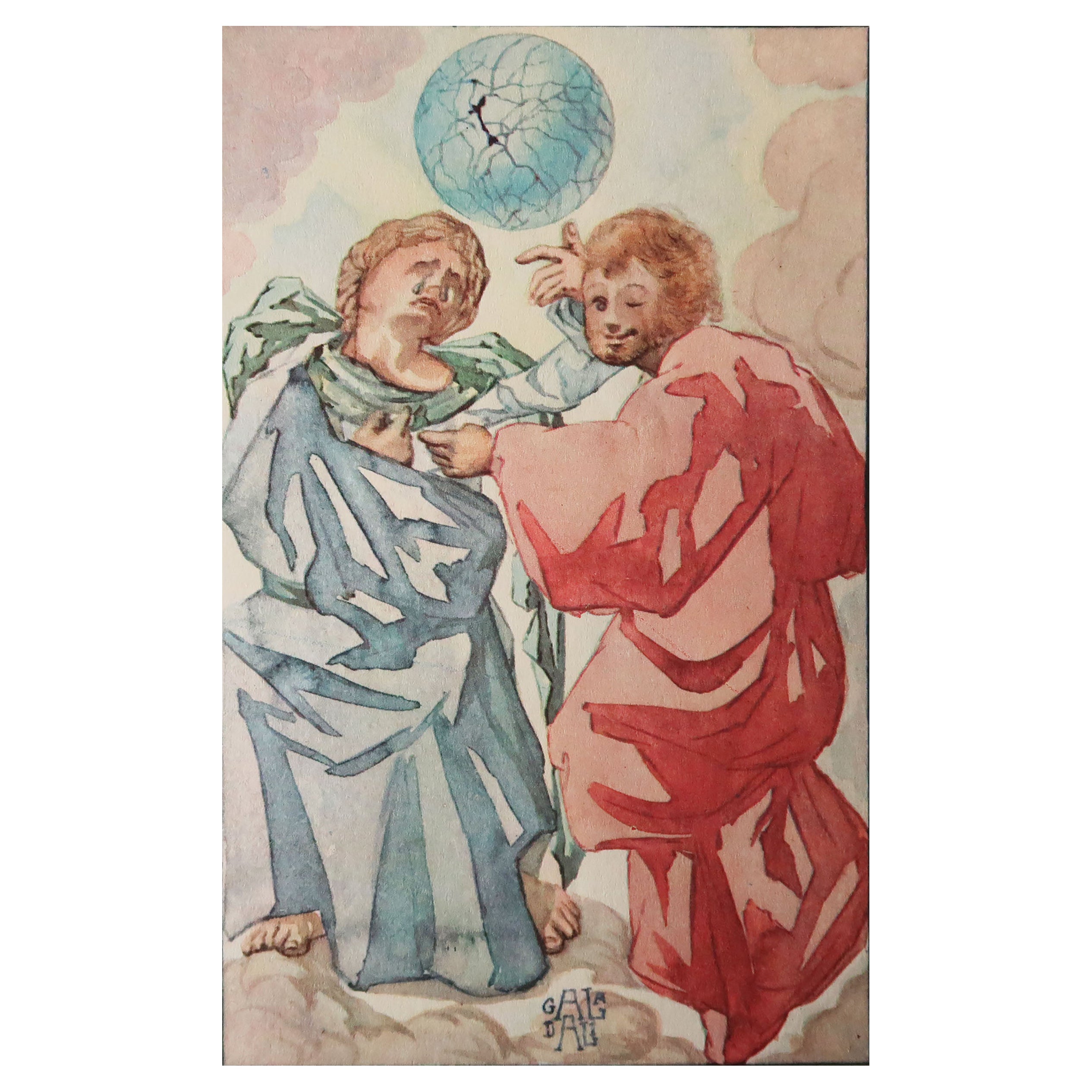 1960s Salvador Dali Signed Dante's Divine Comedy Inferno 1 Wood Block ...