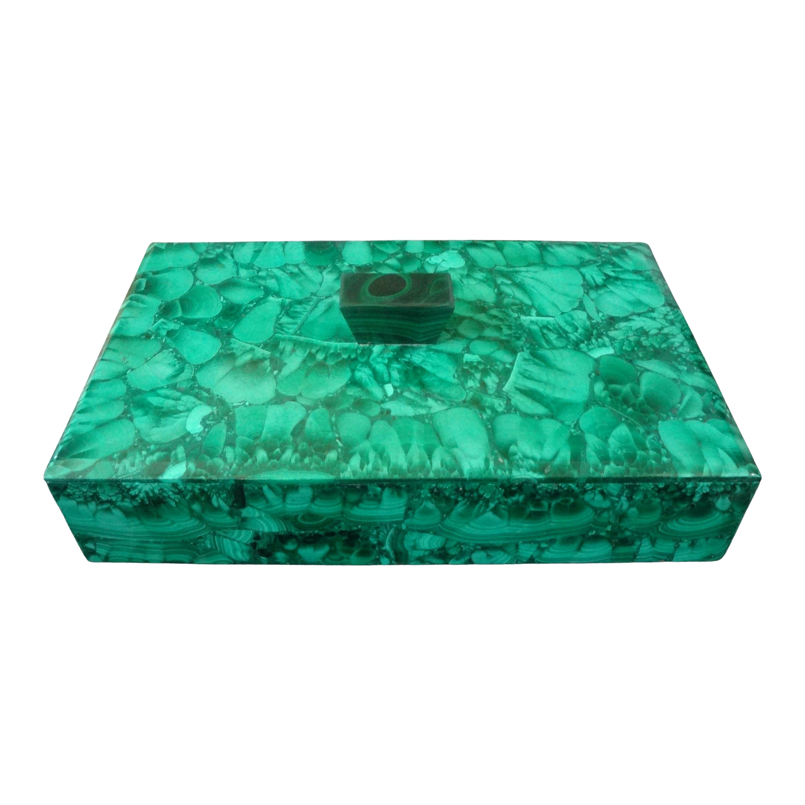 Fine Vintage Malachite Intarsia Box with Gilded Bronze Cherubs at ...