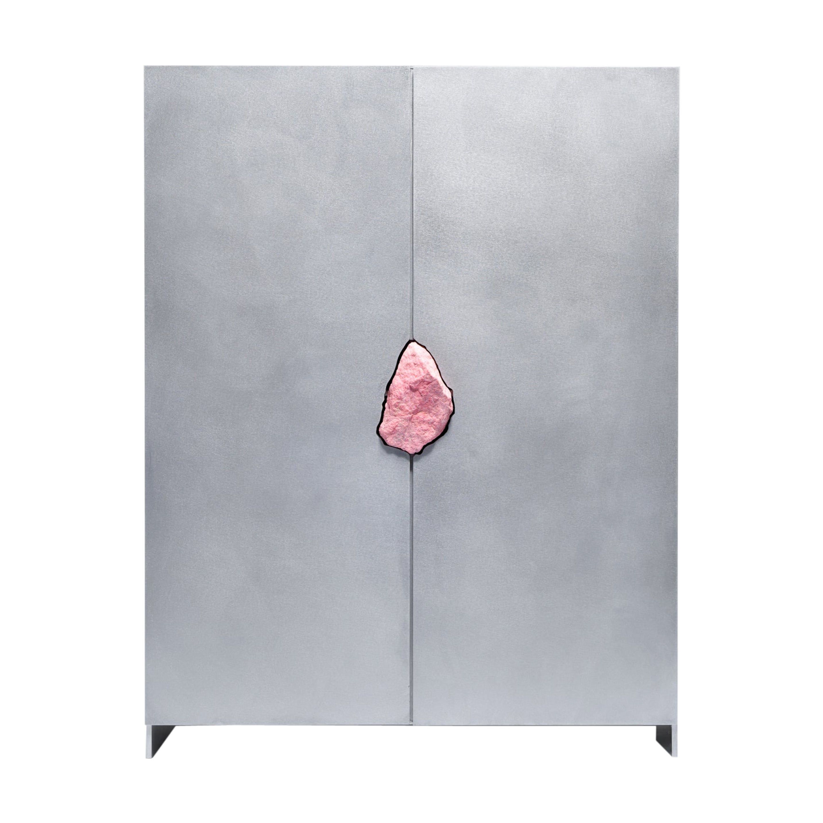 Hand-Sculpted Cabinet with Original Jasper Stone, Pierre De Valck For ...