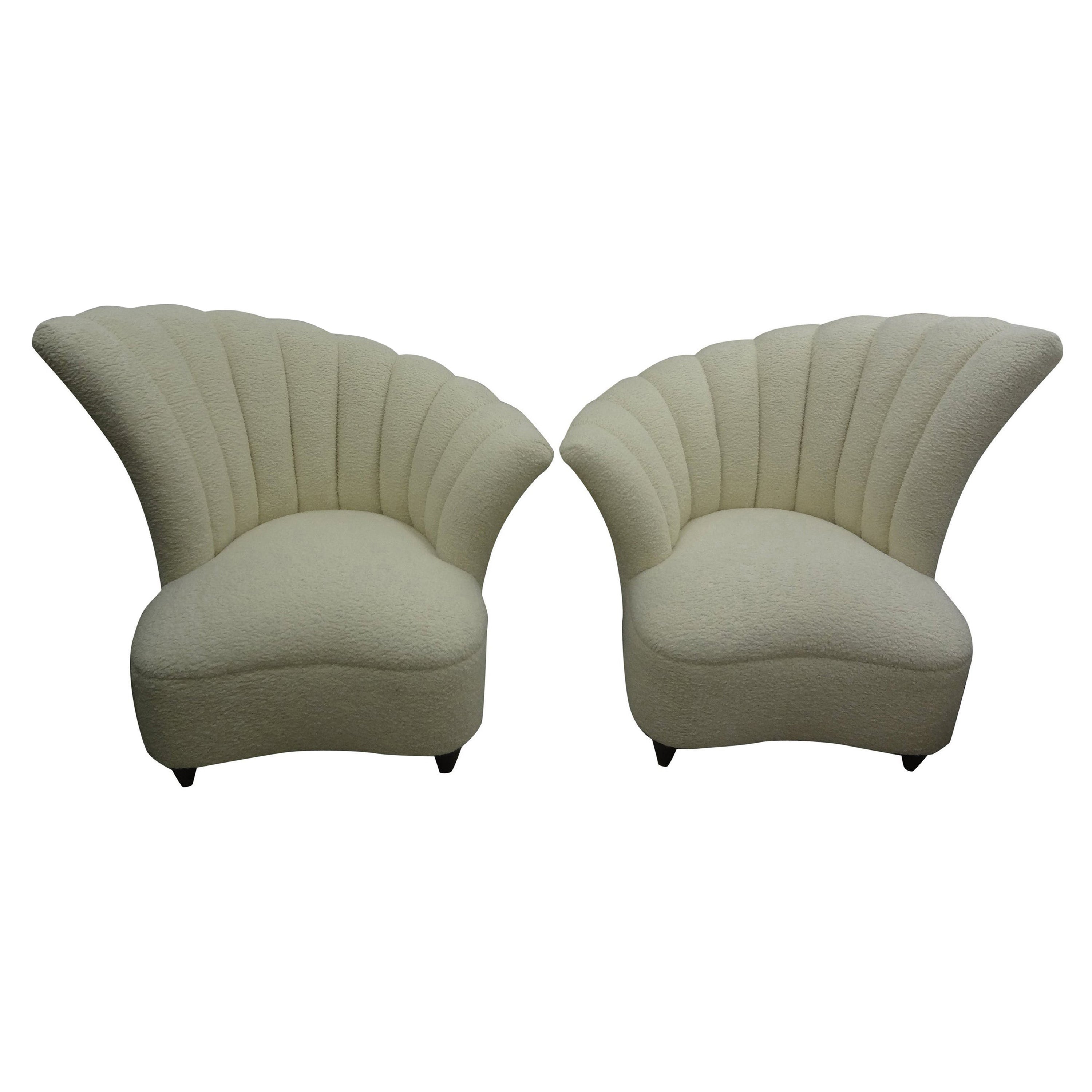 Pair of 40's Deco Opposing Channel Back Chairs at 1stDibs
