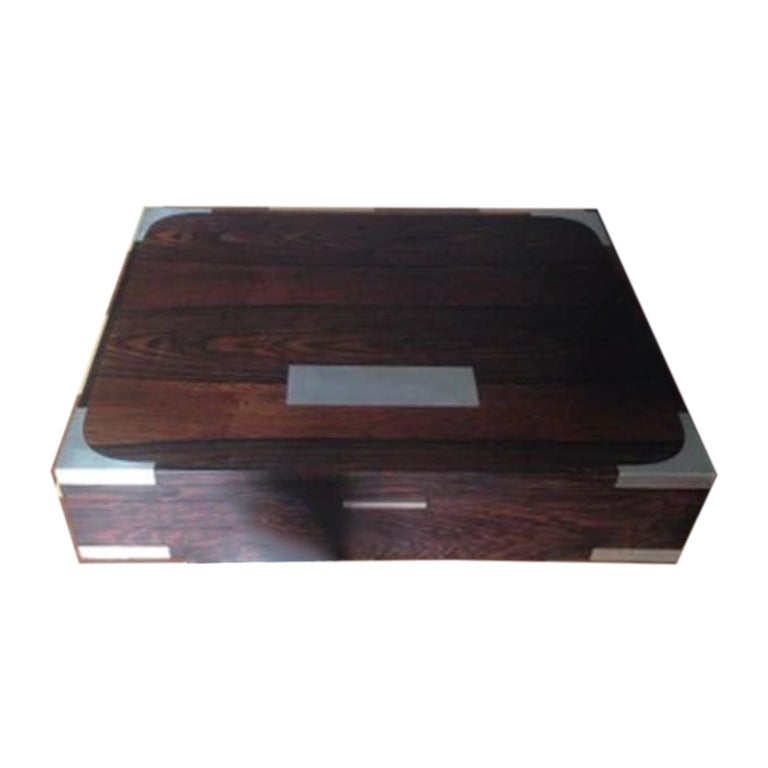 Huge Hans Hansen Sterling Silver and Palisander/Rosewood Box For Sale ...