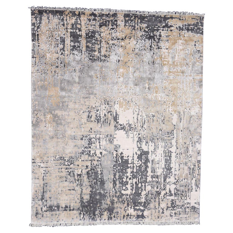 New Modern Abstract Design Wool and Silk Rug For Sale at 1stDibs