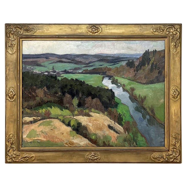 Antique Framed Oil Painting on Canvas by Pol-Francois Mathieu For Sale ...