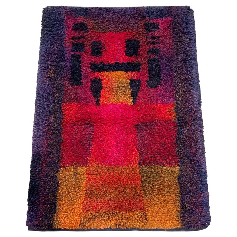Ritva Puotila, Early and Rare Wool Rya Wall Hanging Rug, Scandinavian ...