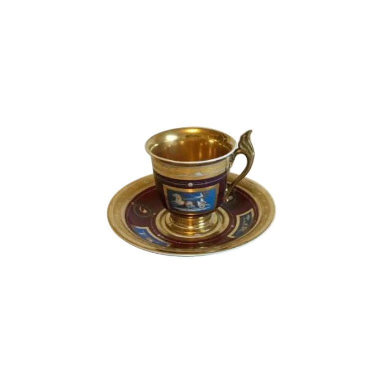 Royal Copenhagen Empire Cup in Sevres Style Decorated with War Chariots ...