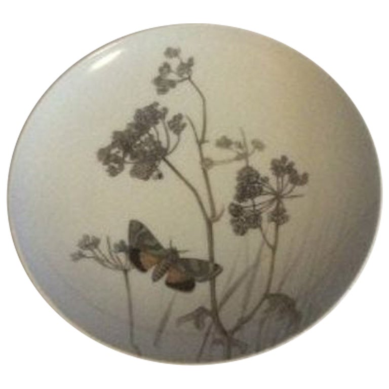 Royal Copenhagen Motif Plate with Flowers and a Moth No 1808/1125 For ...
