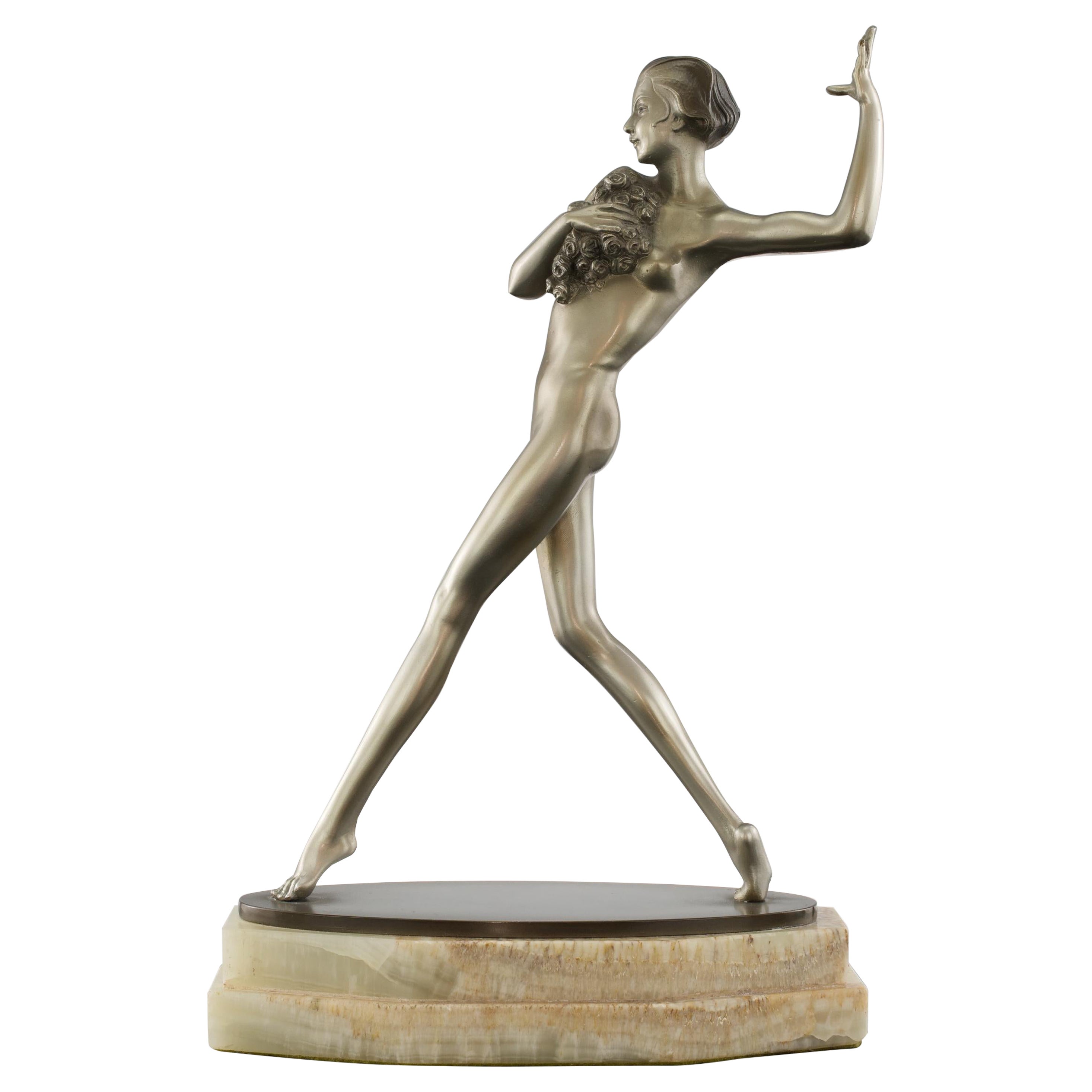 Austrian Cold Painted Art Deco Bronze Figure "Margot" by Josef Lorenzl ...