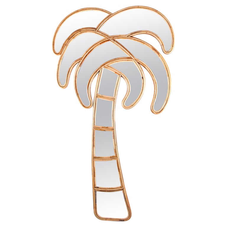 Large Rattan Palm Tree Mirror at 1stDibs