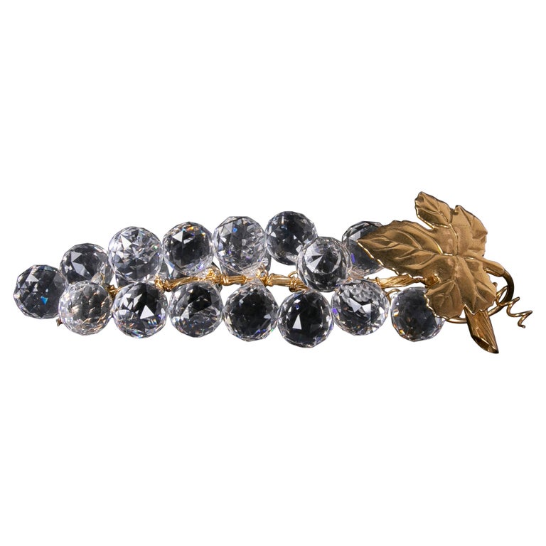 1980s Sculpture of Grapes with Stem in Bronze and Grapes in Crystal For ...