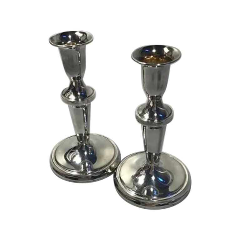 Silver Gilded Candlestick Set For Sale at 1stDibs | gilded candlesticks