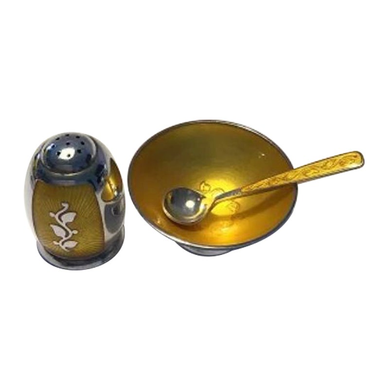 Vintage Volmer Bahner Denmark Sterling Silver White Enamel Salt Shaker ...