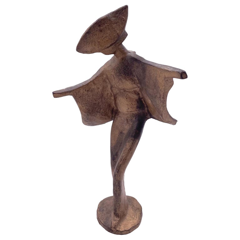 Cast Iron Midcentury Japanese Geisha Figurine For Sale at 1stDibs