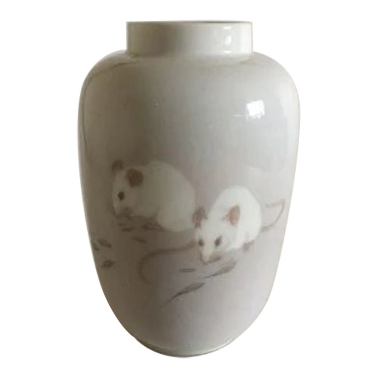 Royal Copenhagen Art Nouveau Unique Vase with Mice by Frederik August ...