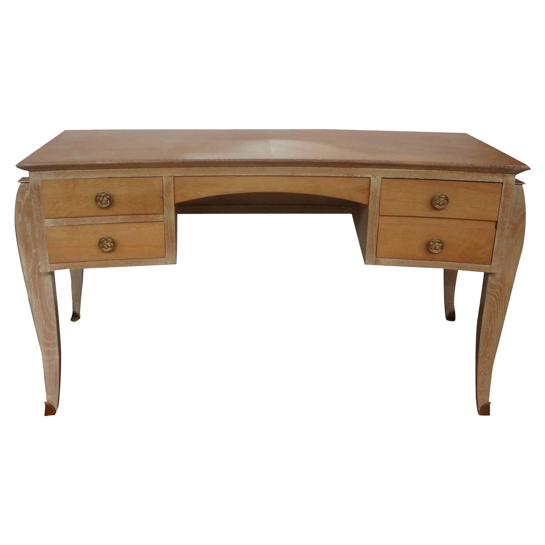 Art Moderne Curved Desk With Open Shelving at 1stDibs