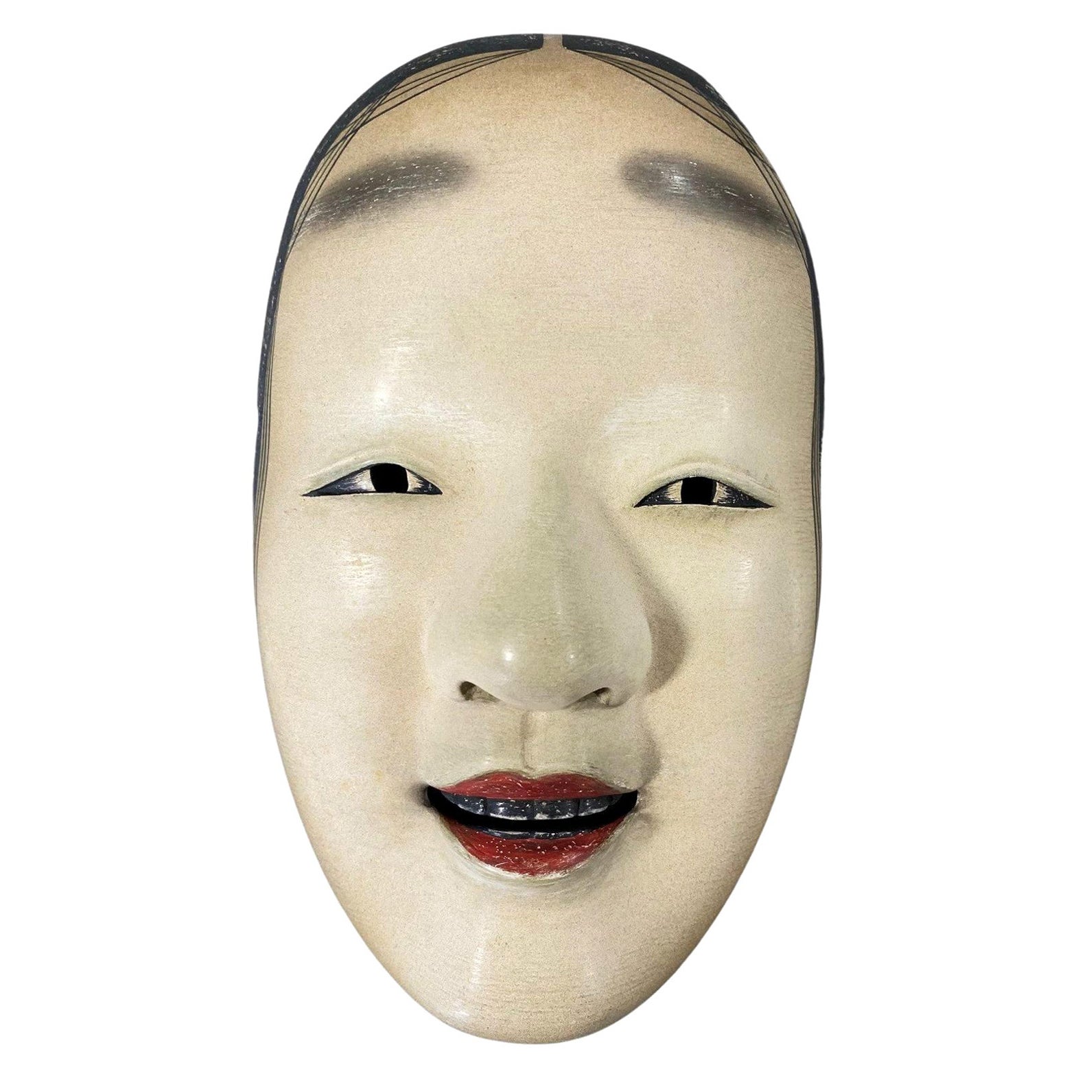 Japanese Antique Noh Mask with Fine Details, Signed, 19th Century at ...