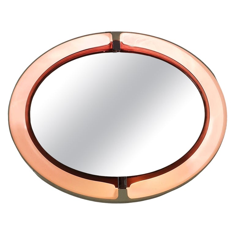 White Oval Space Age Mirror by Allibert, Germany 1970's at 1stDibs