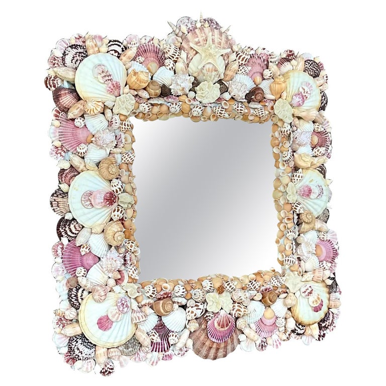 Vintage Handmade Coastal Shell Mirror by Trish Trainor at 1stDibs