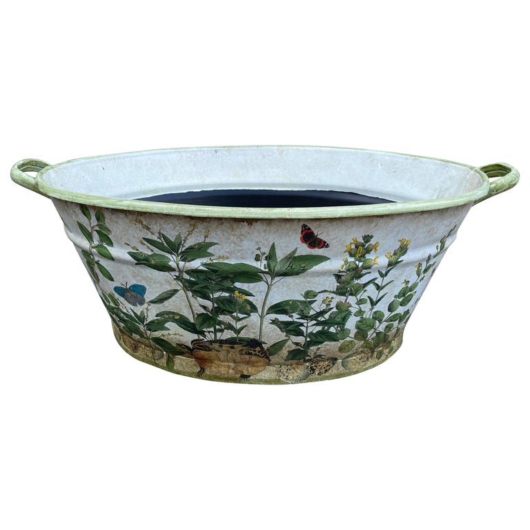 Large Decoupage and Painted Tole Container at 1stDibs