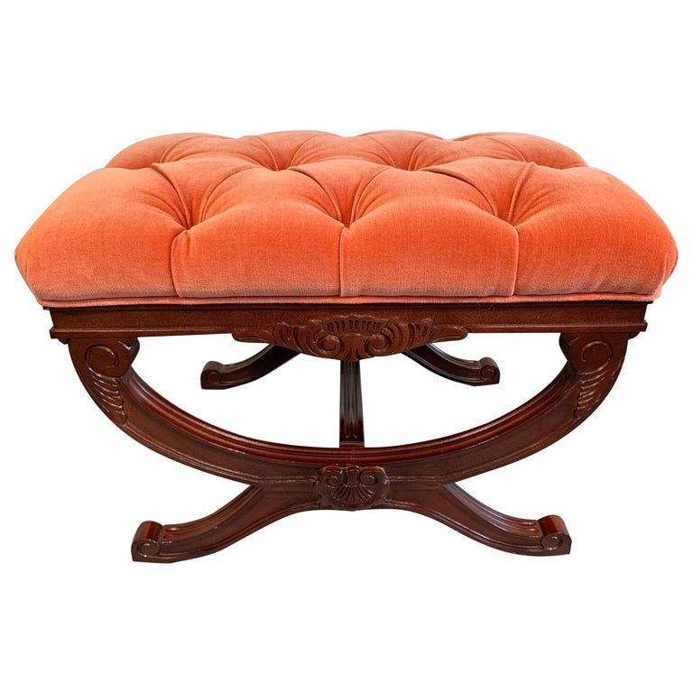 Directoire Regency Tufted X-Base Ottoman By CR Laine For Sale at 1stDibs