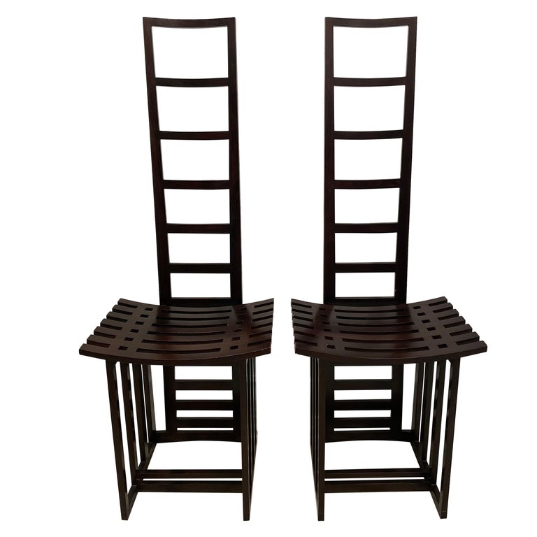 Tall Ladderback Architectural Design Chairs, Pair For Sale at 1stDibs