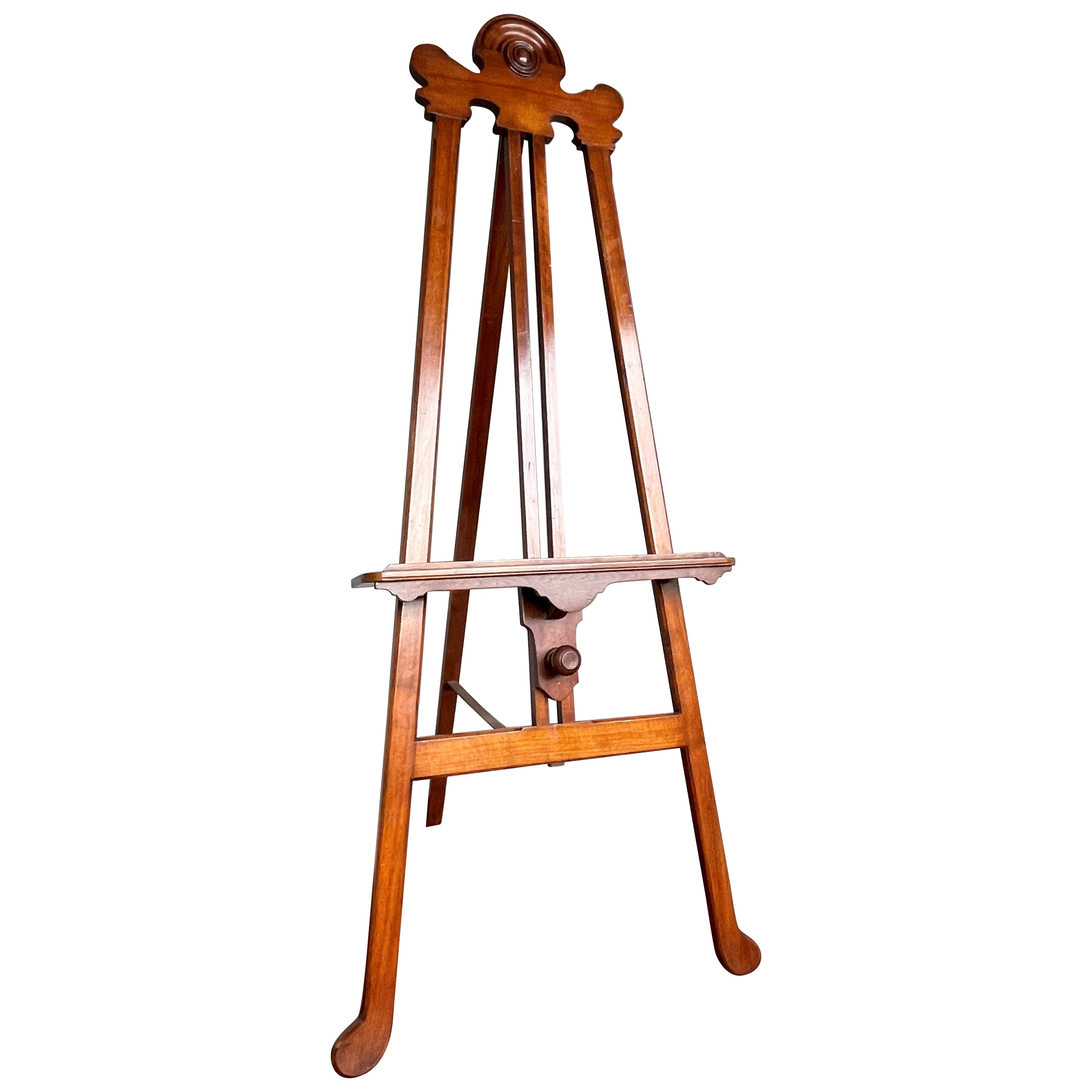 Graceful and Hand Carved 20th Century Mahogany Floor Easel / Artist ...