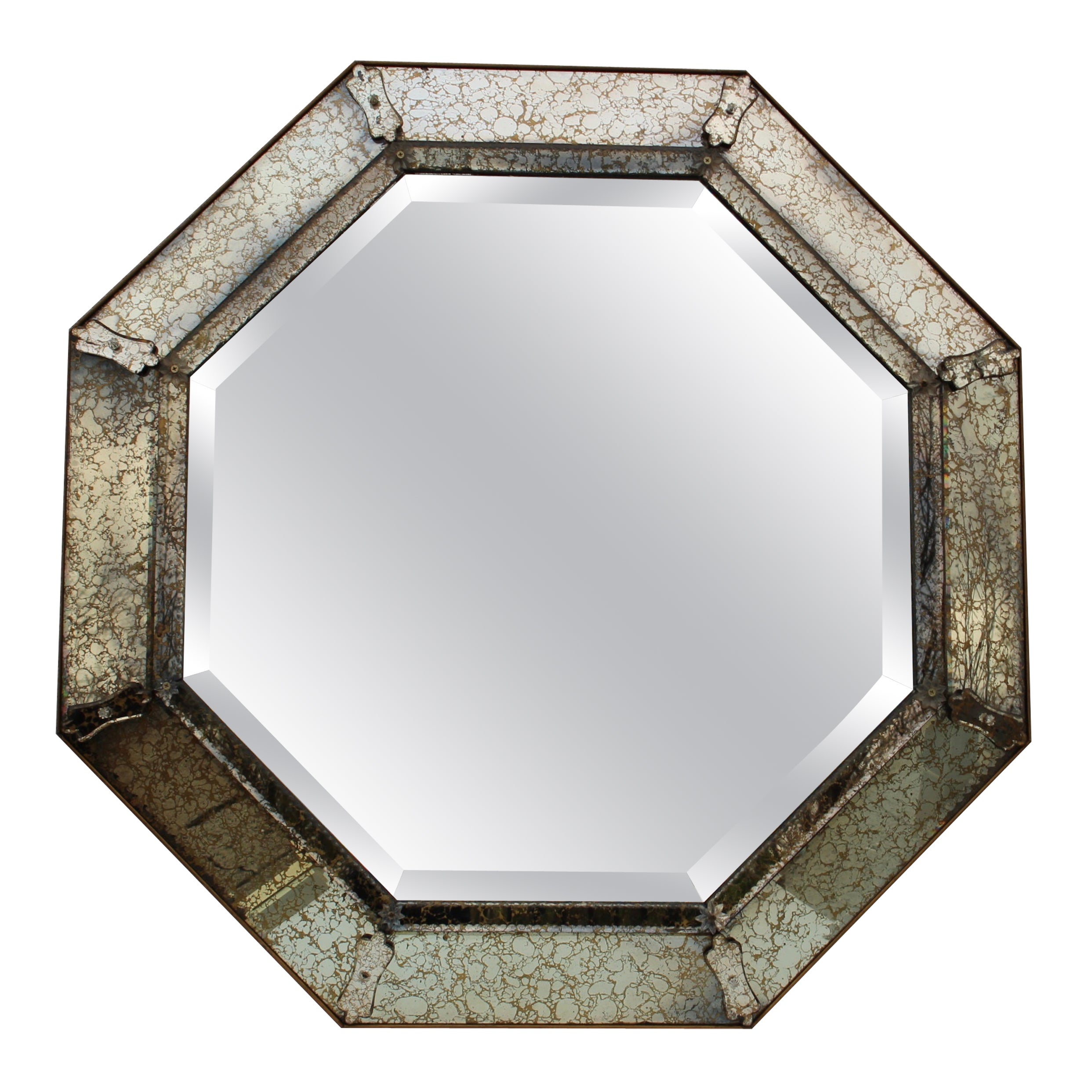 Large Octagonal Burl Wood Mirror at 1stDibs