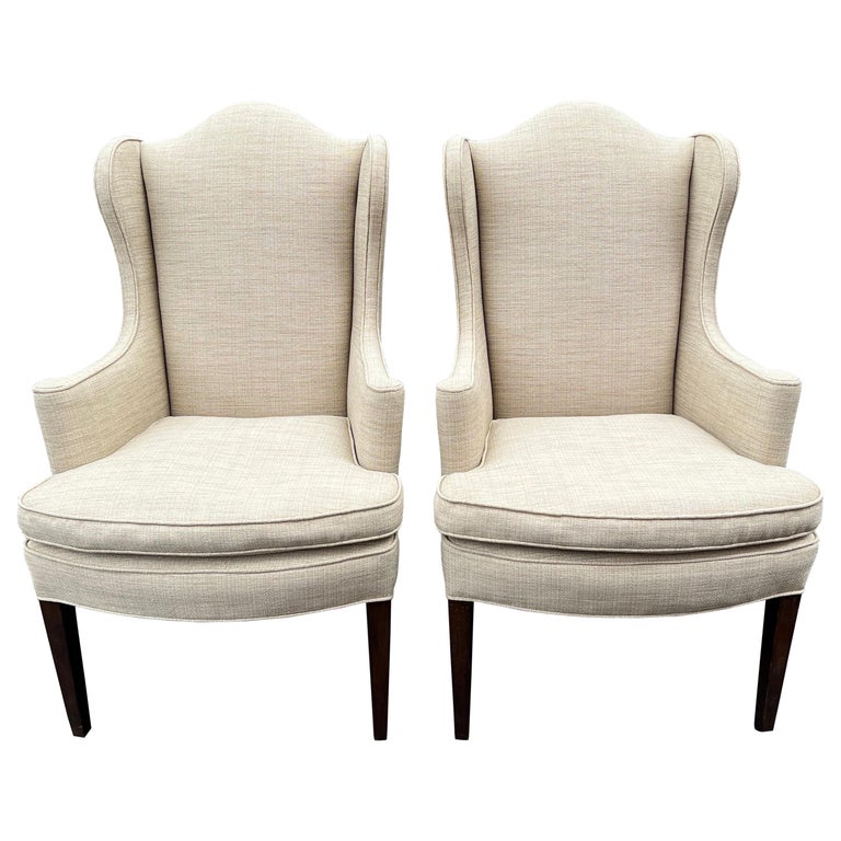 Pair of Restoration Hardware Style Wing Back Chairs at 1stDibs