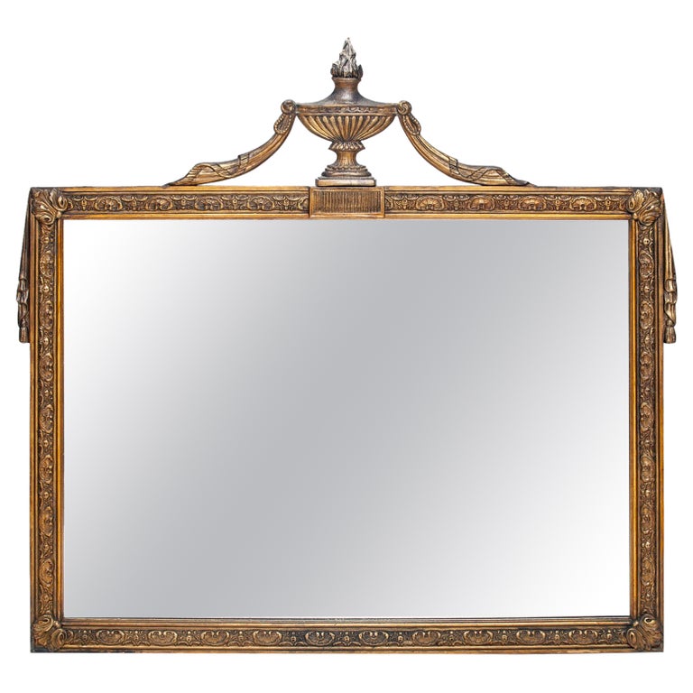 Art Deco Gold Entry Mirror w Urn and Swags For Sale at 1stDibs