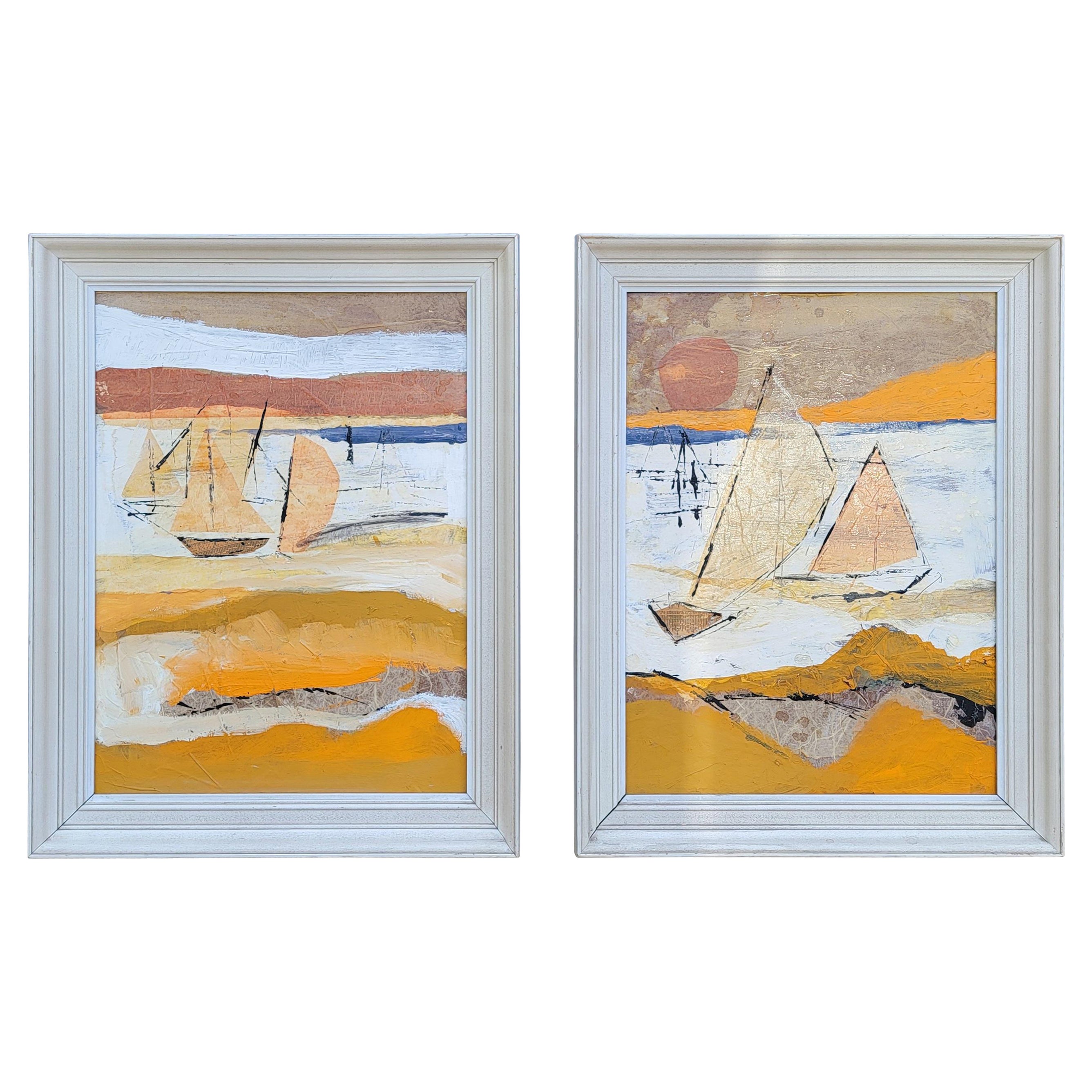 Abstract 1970s Francesco Fedeli Mixed Media Painting For Sale at 1stDibs