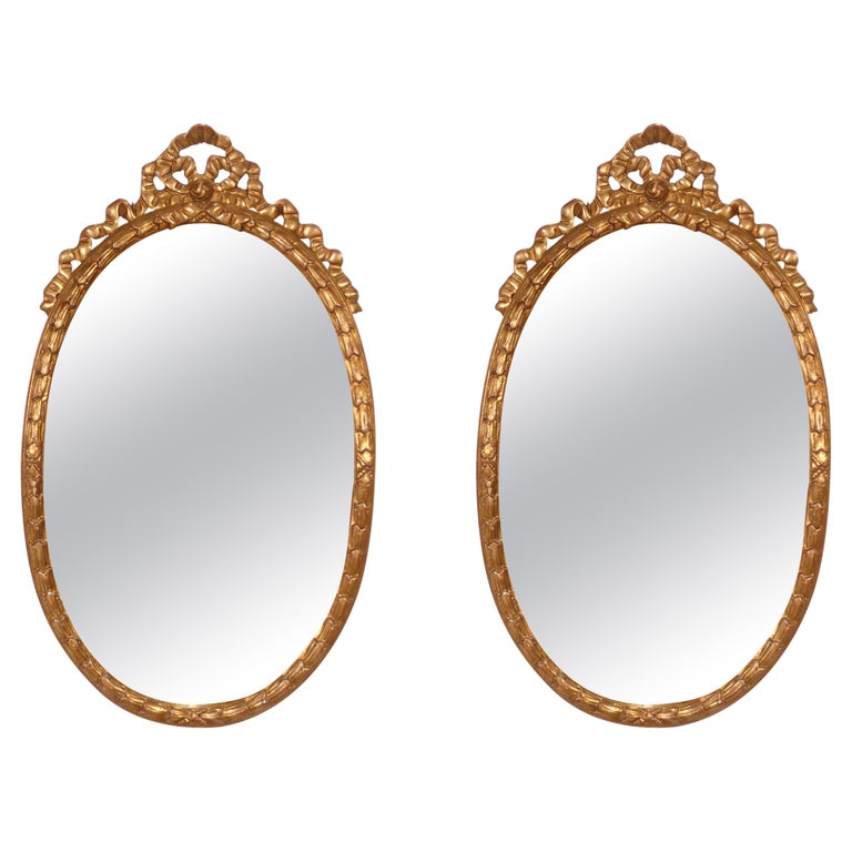 Pair of Gilt Rococo Style Oval Italian Mirrors from The Carlyle Hotel ...