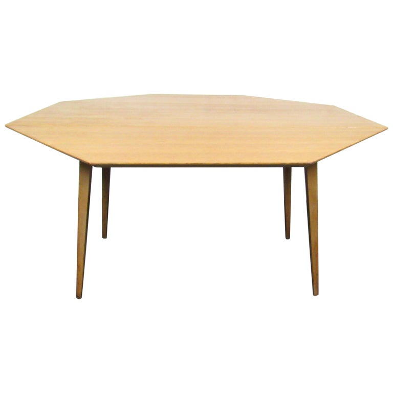 Vintage Mid-Century Octagonal Drop Leaf Table For Sale at 1stDibs