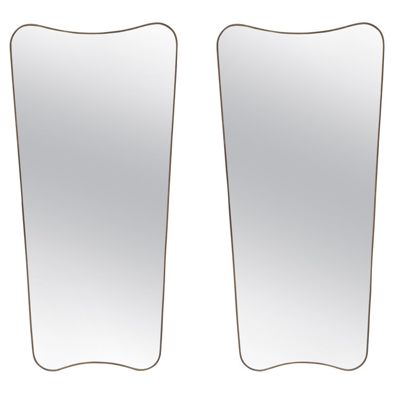 Pair of Modernist Italian 1950's Brass Shaped Grand Scale Mirror For ...