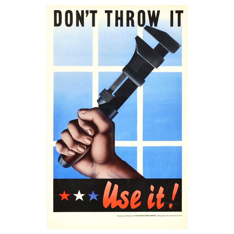 Original Vintage WWII Poster - Don't Throw It Use It - War Savings ... Original Vintage WWII Poster - Don't Throw It Use It - War Savings ...