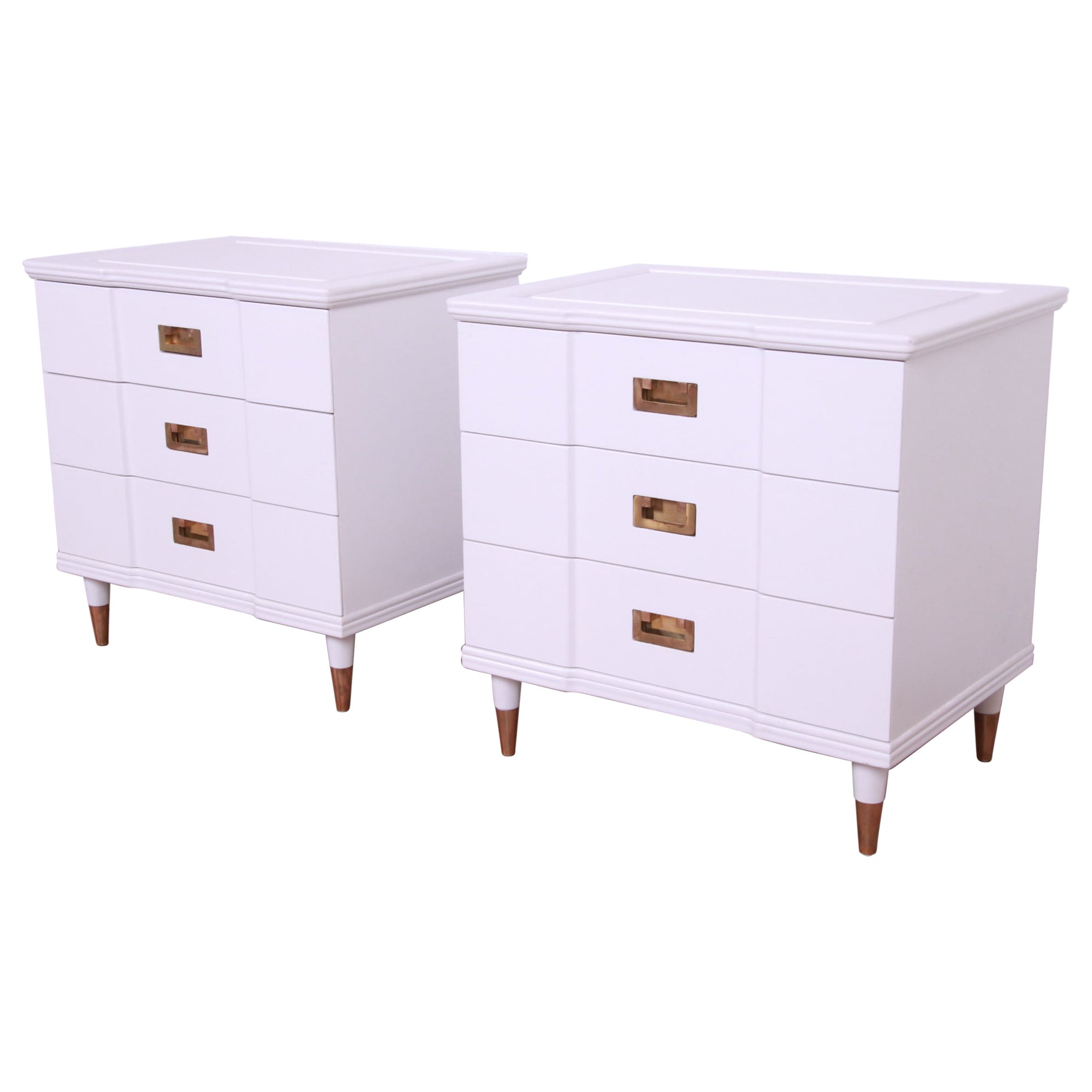Pair of White Lacquer, Lucite and Glass Nightstands by Cain Modern For ...