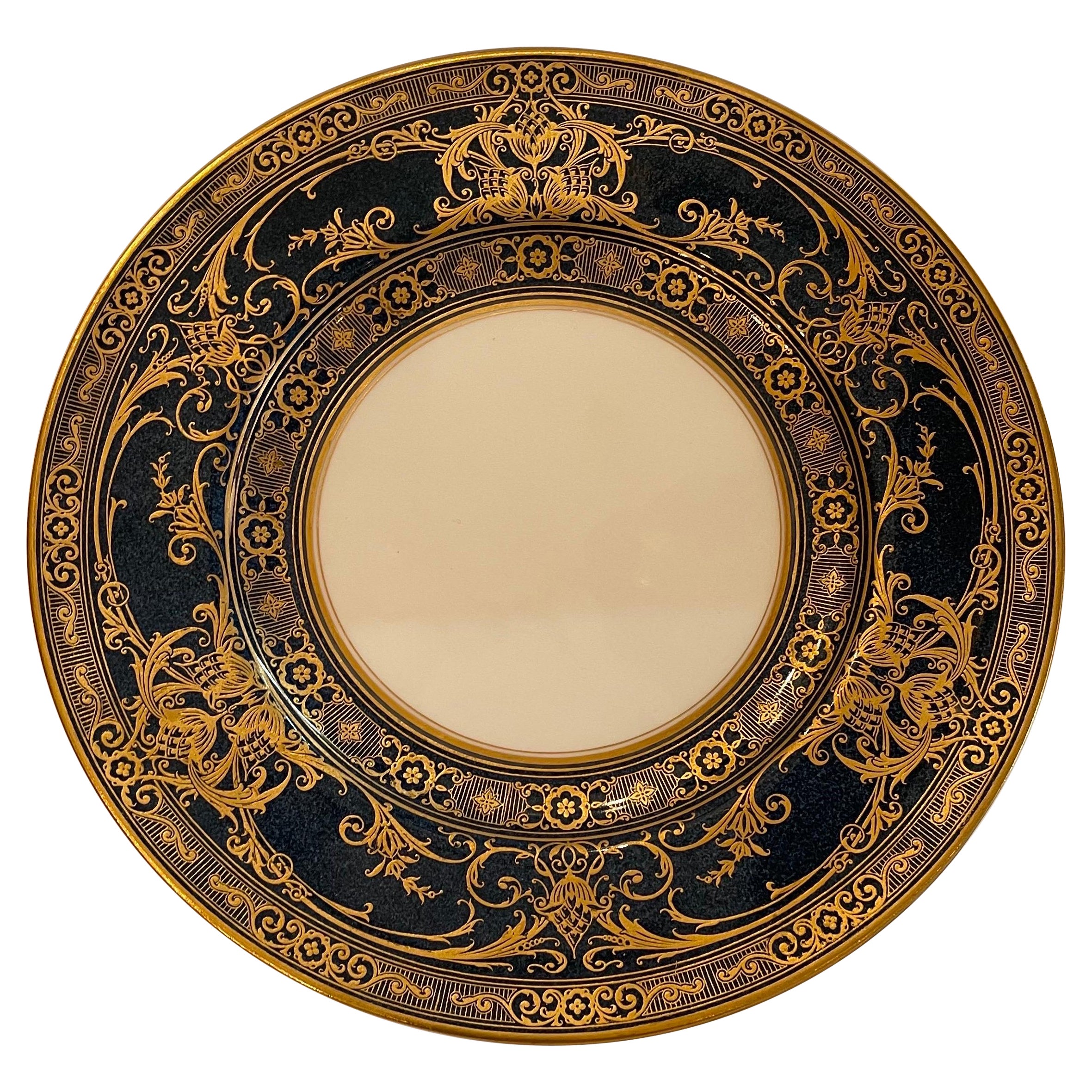 12 Royal Crown Derby Neoclassical Dinner Plates with Profuse Raised ...