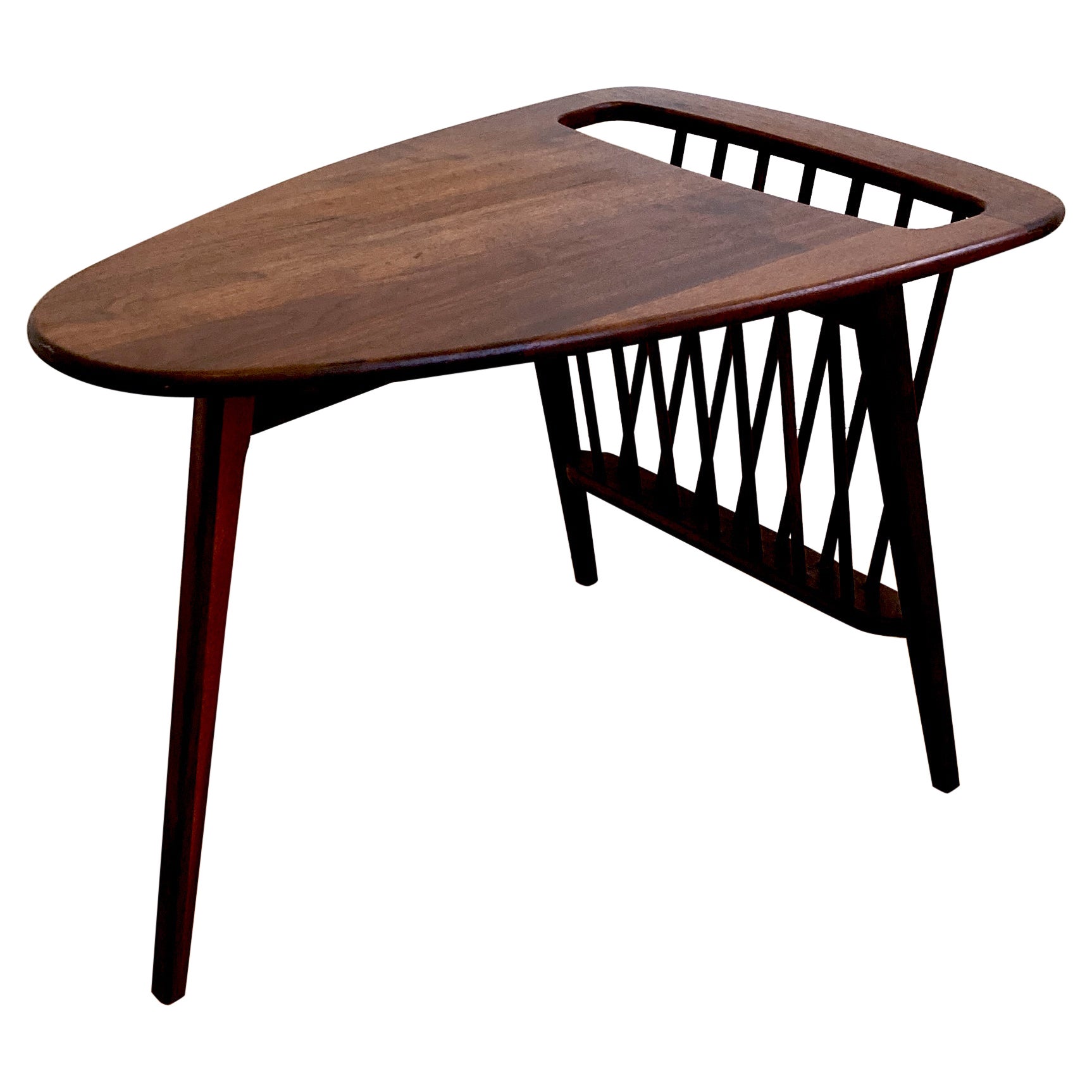 Arthur Umanoff Mid-Century Modern Walnut Magazine Rack Side Table at ...