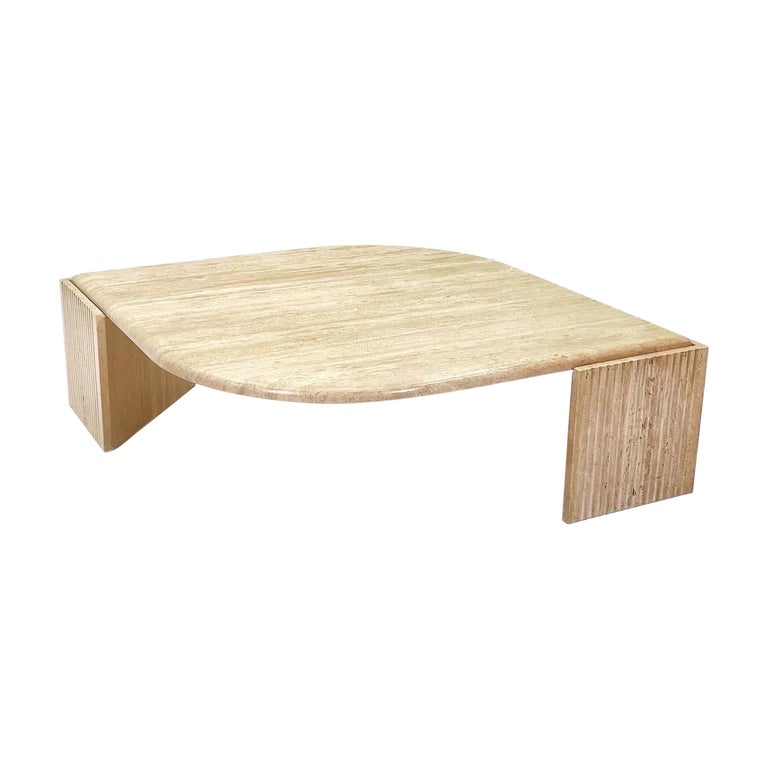 Travertine Teardrop Coffee Table For Sale at 1stDibs