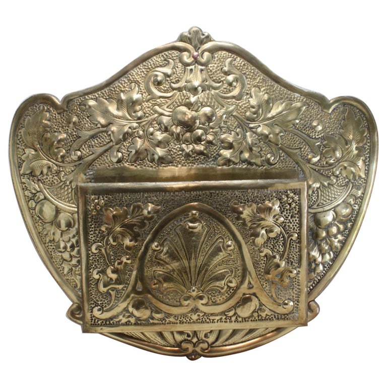 Wall Mounted Brass Newspaper or Magazine Rack For Sale at 1stDibs