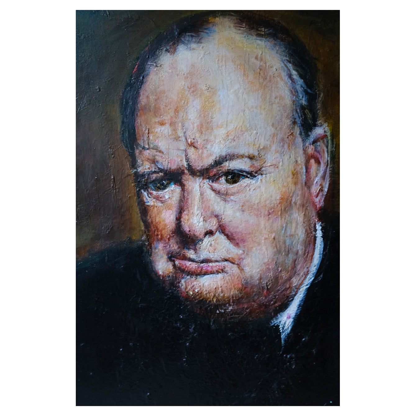 Jacques Pecnard, Winston Churchill, 20th Century, Oil on Canvas at 1stDibs